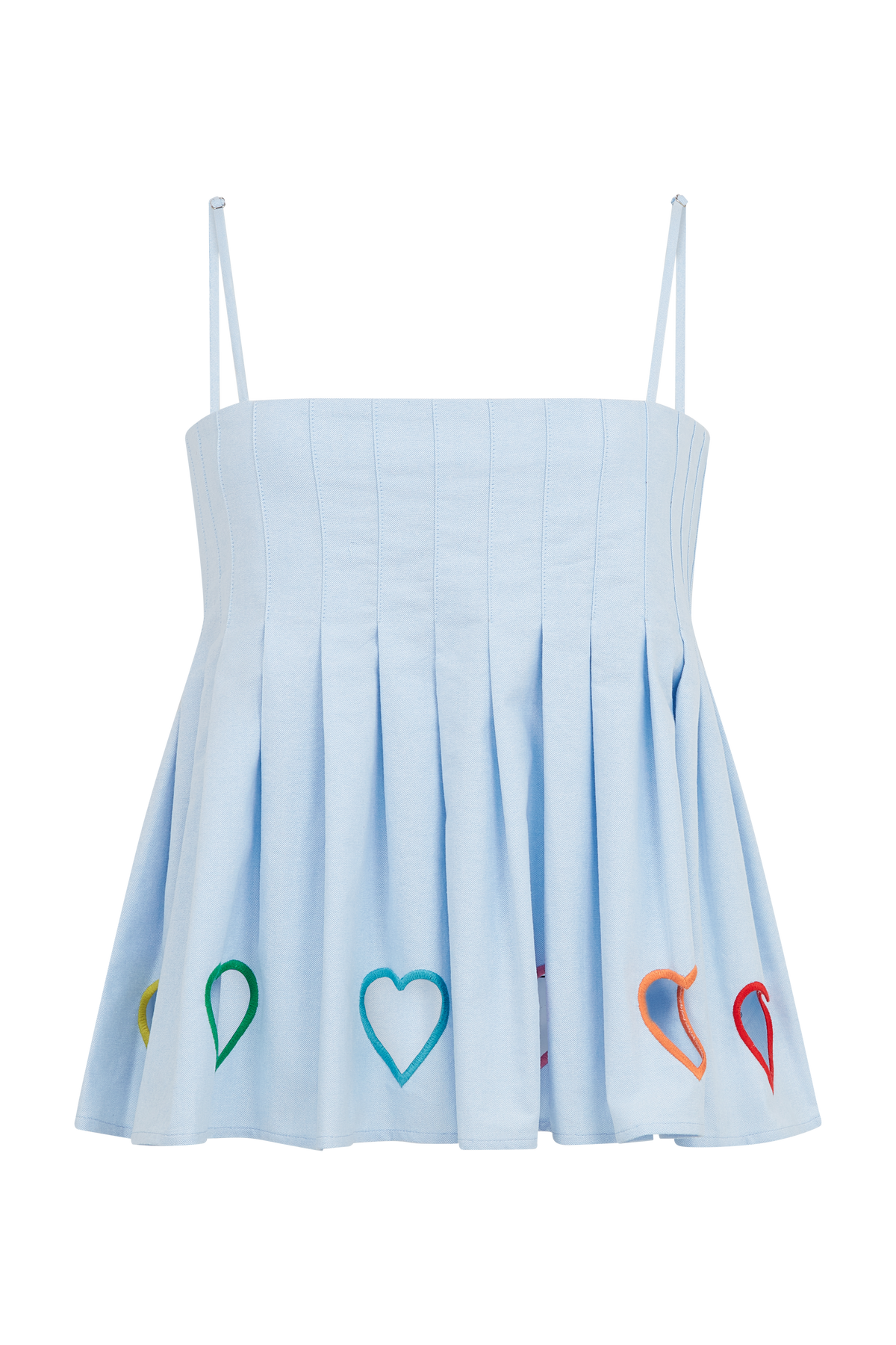 Pleated Top With Cut Out Embroidery